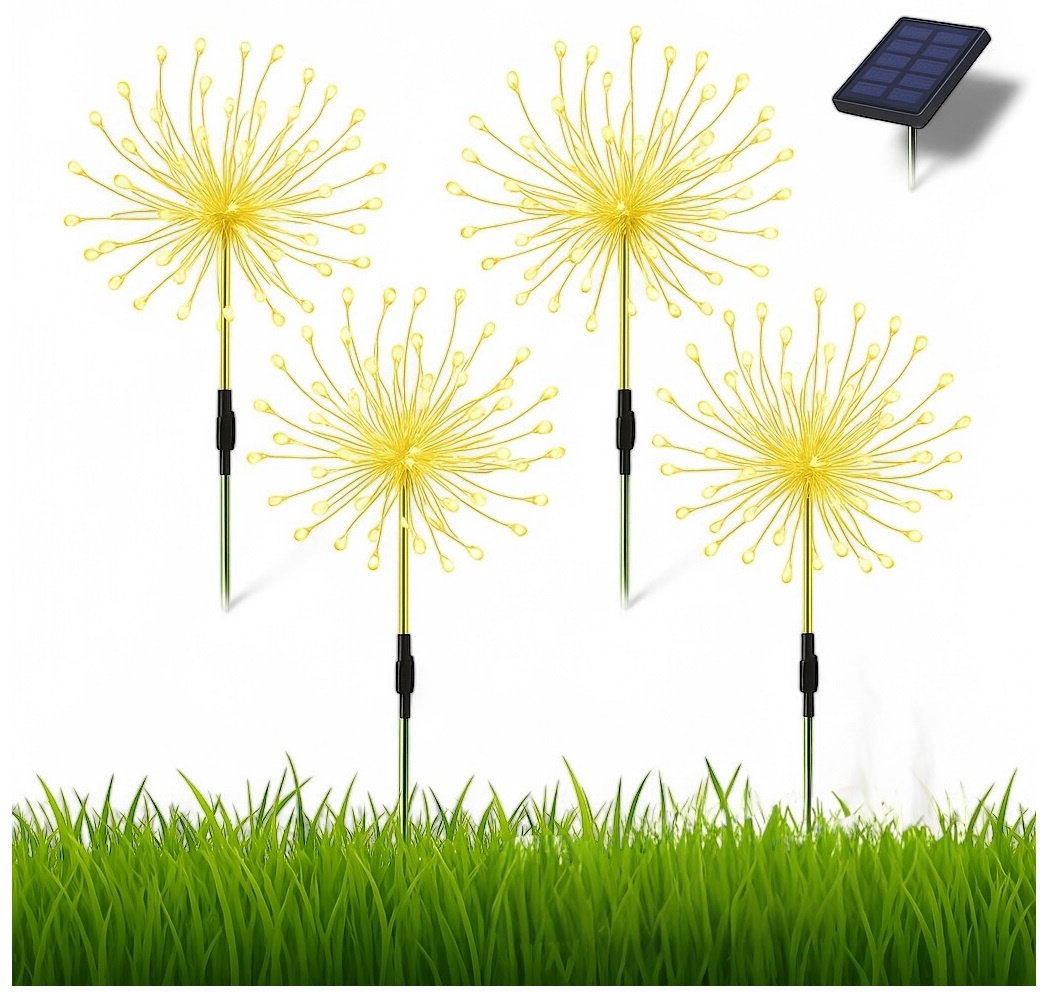 Lampa Solarna Ogrodowa ASATO® - Dmuchawiec 4szt - 120 LED Ciepłe Światło - Wbijana IP65 - ASATO ...