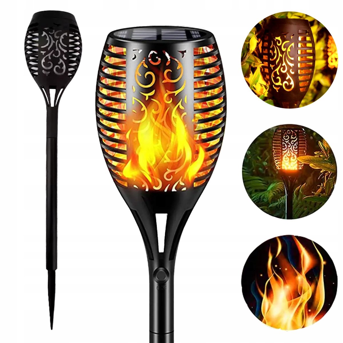 Lampa solarna ogrodowa LED 70x12 cm pochodnia migoczący płomień 1 szt ...