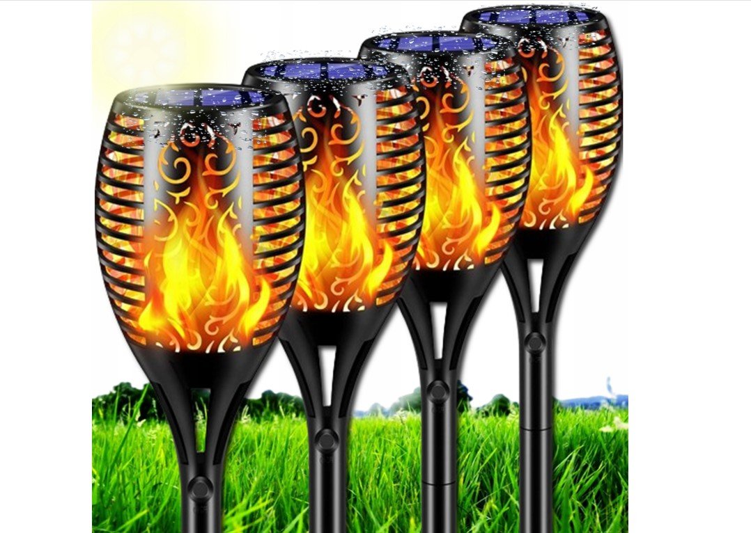Lampa solarna ogrodowa led pochodnia lampki solarne pochodnie 4 szt ...