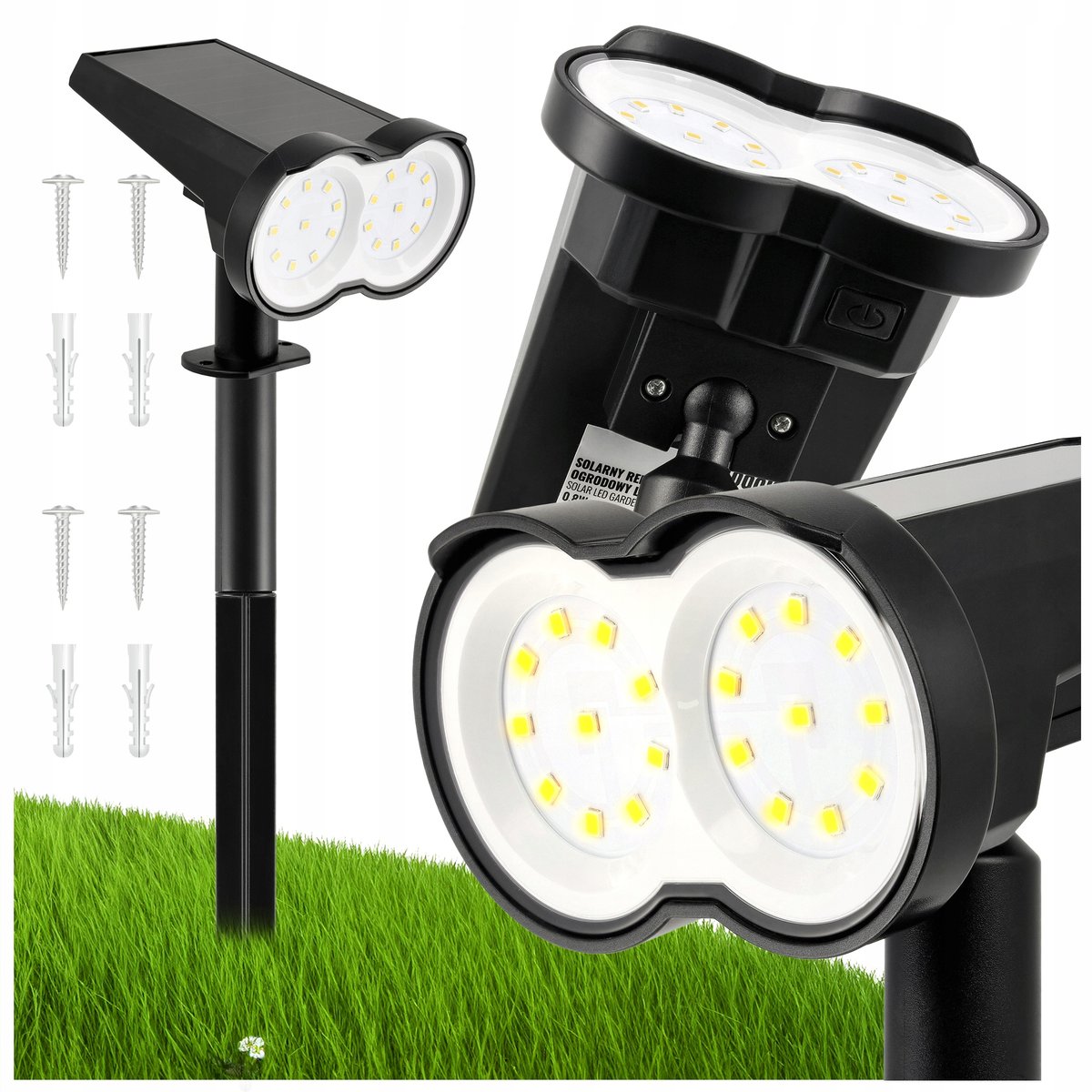 Lampa Solarna Ogrodowa Reflektor Ogrodowy LED Solarny Mocne Światło ...