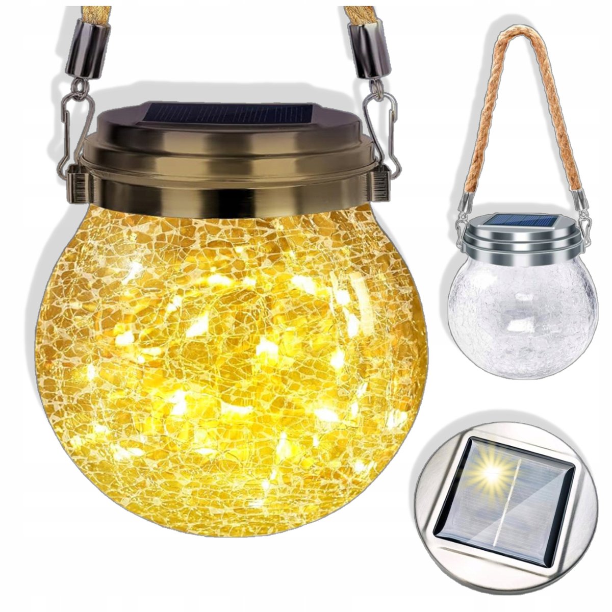 LAMPA SOLARNA Ogrodowa Zewnętrzna LED SŁOIK XXL 30CM Lampy Solarne ...