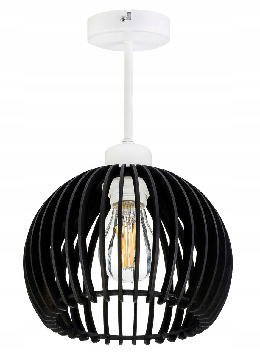 Lampa stała sufitowa plafon żyrandol LOFT klosz kula 36 Drewno na 1x ...