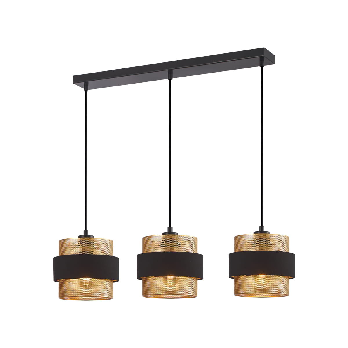 Lampa sufitowa BANS 3xE27 złota czarna ażurowa Italux PND-27467-3-BK-GD ...