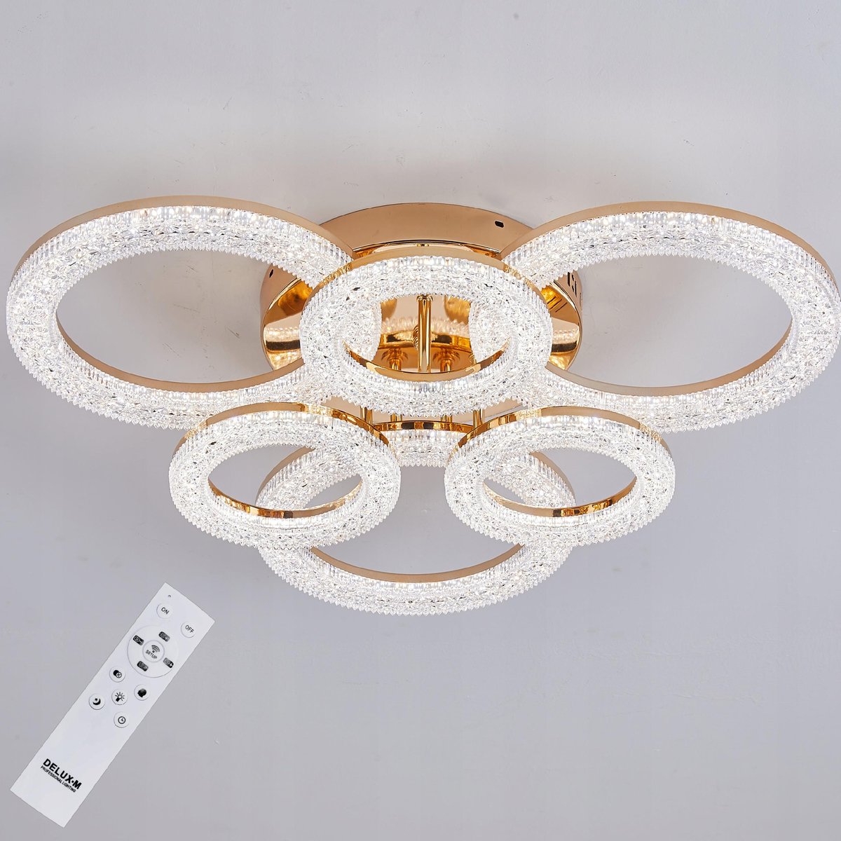 LAMPA SUFITOWA KRYSZTAŁOWA glamour wisząca ŻYRANDOL PLAFON LED + PILOT ...