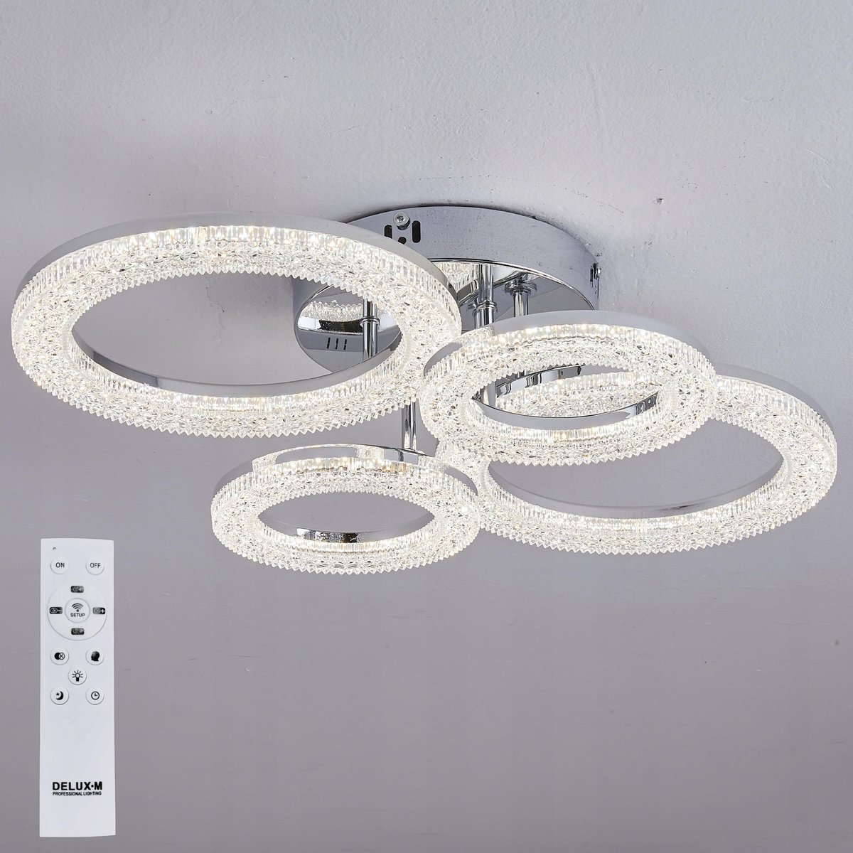 LAMPA SUFITOWA KRYSZTAŁOWA glamour wisząca ŻYRANDOL PLAFON LED + PILOT ...