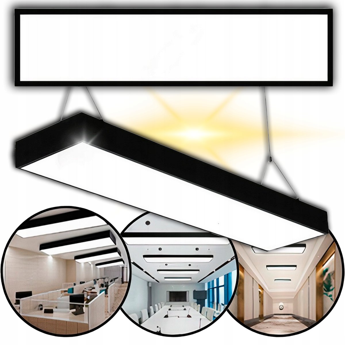 Lampa Sufitowa Plafon Led Panel Natynkowy Oprawa Czarna Pokój Salon ...