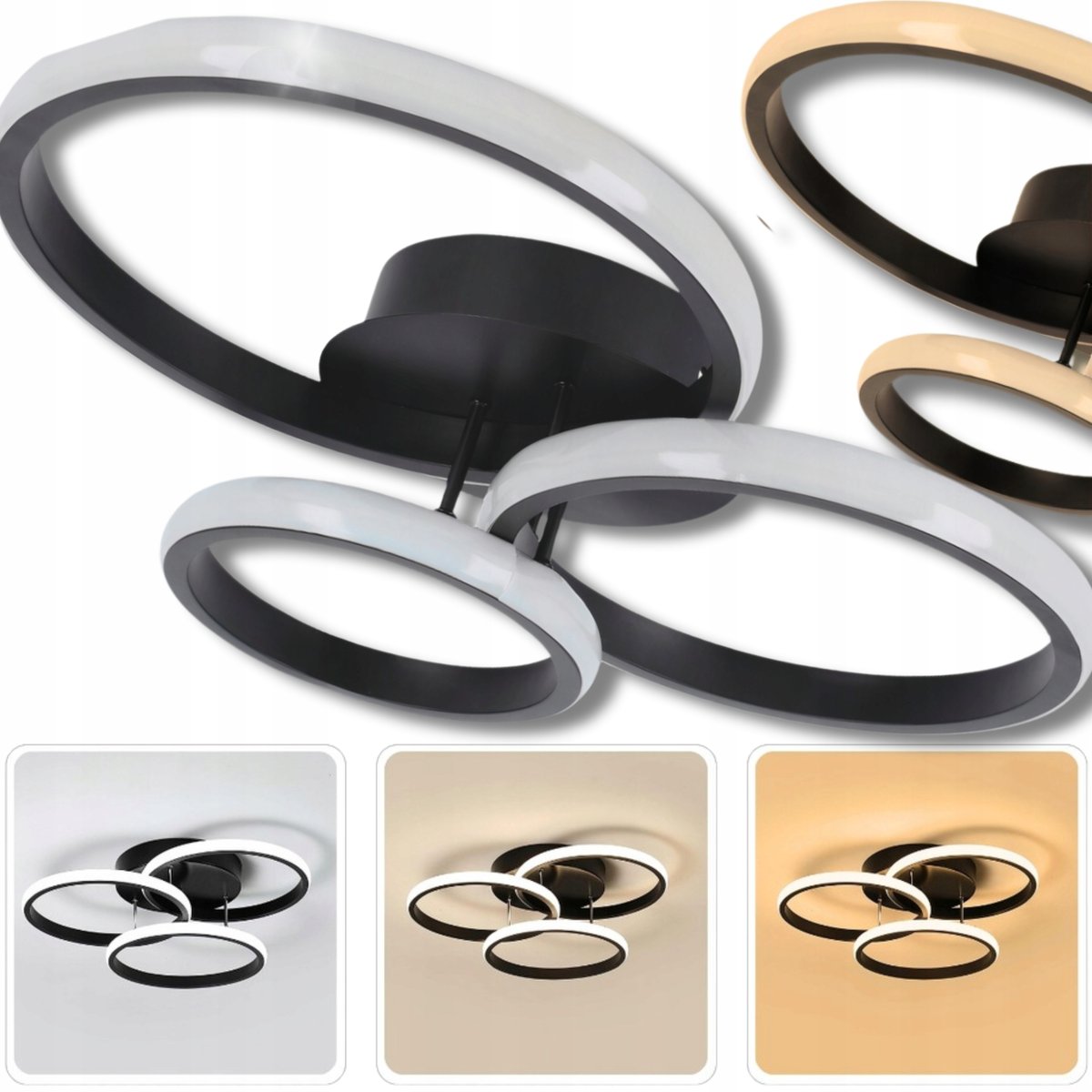 LAMPA SUFITOWA PLAFON LED WISZĄCA SALON KUCHNIA POKÓJ NOWOCZESNA 3 ...