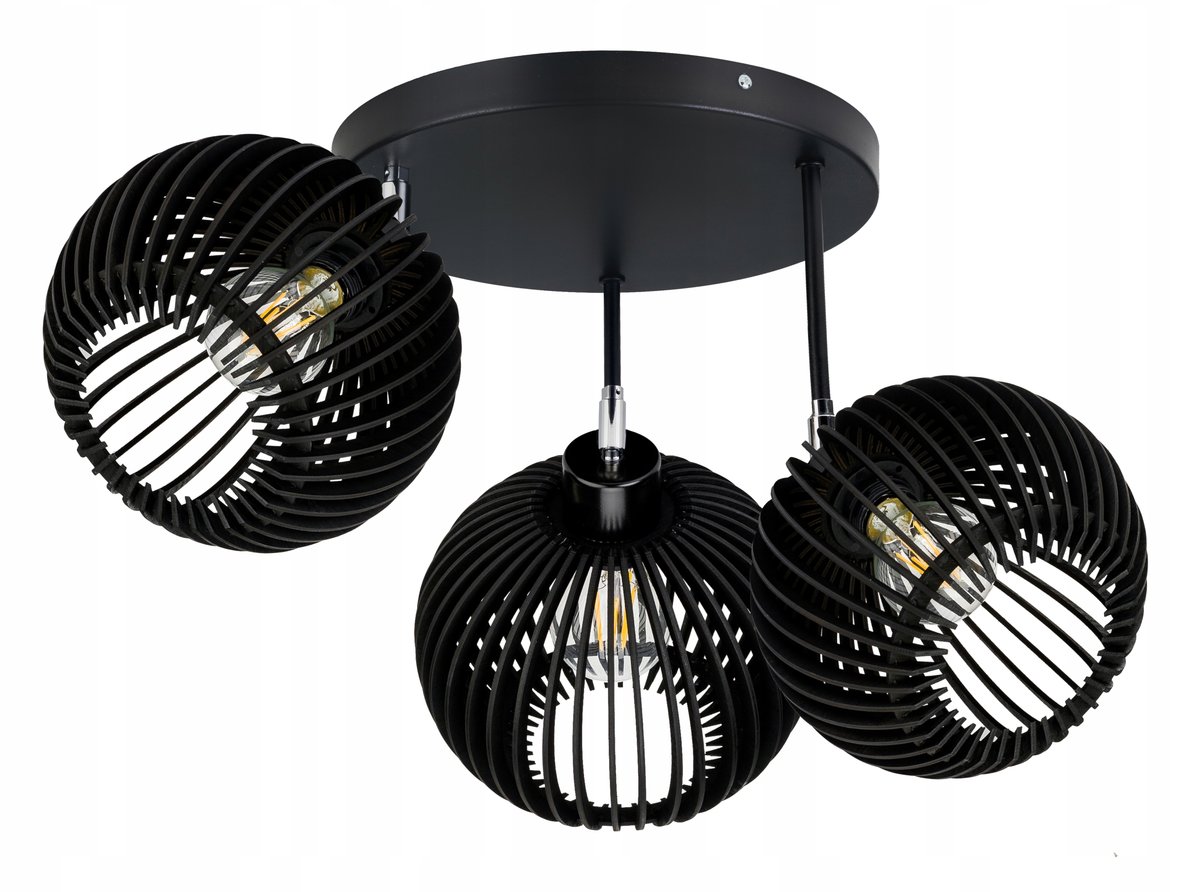 LAMPA SUFITOWA PLAFON RUCHOMY ŻYRANDOL LOFT klosz CZARNY DREWNO na 3x E27 - LED-ONE | Sklep ...