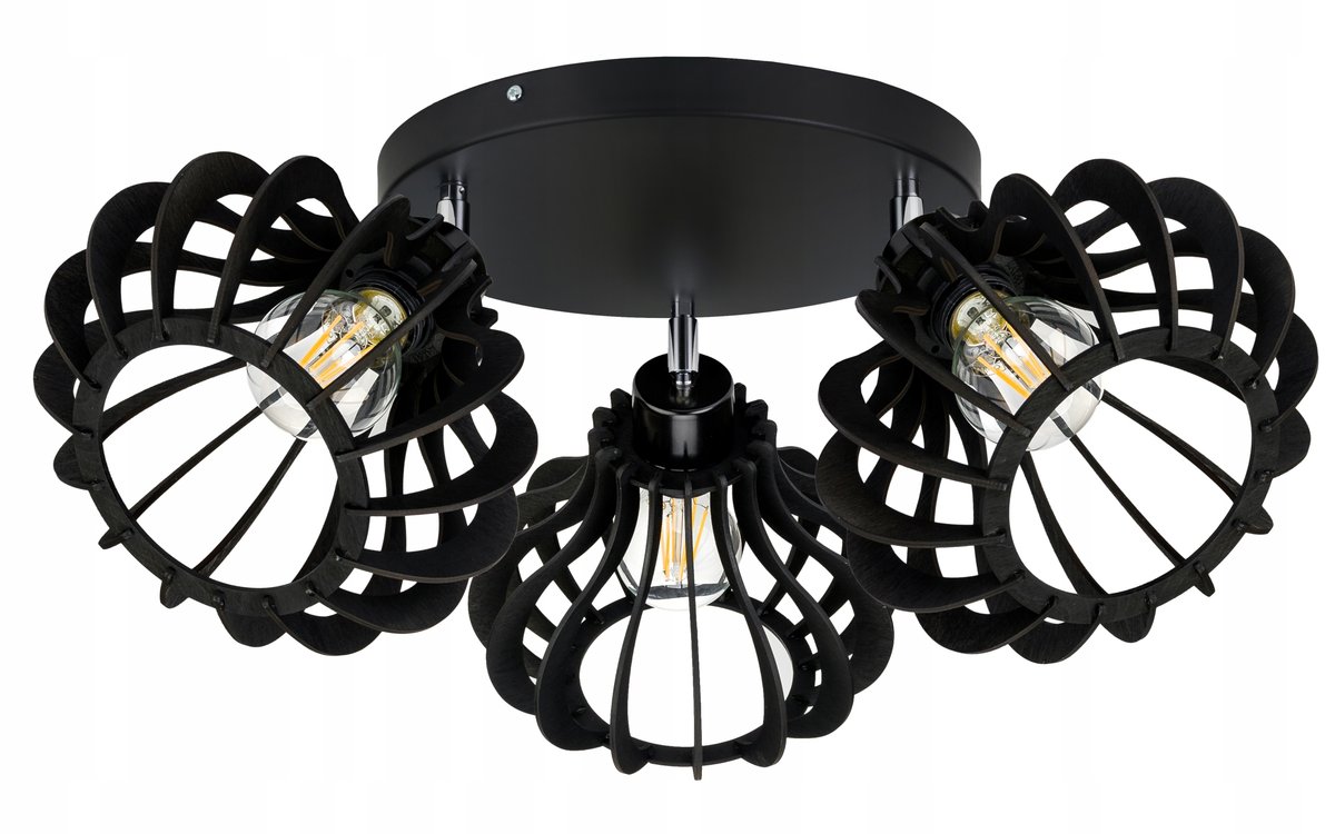 LAMPA SUFITOWA PLAFON RUCHOMY ŻYRANDOL LOFT klosz CZARNY DREWNO na 3x E27 - LED-ONE | Sklep ...