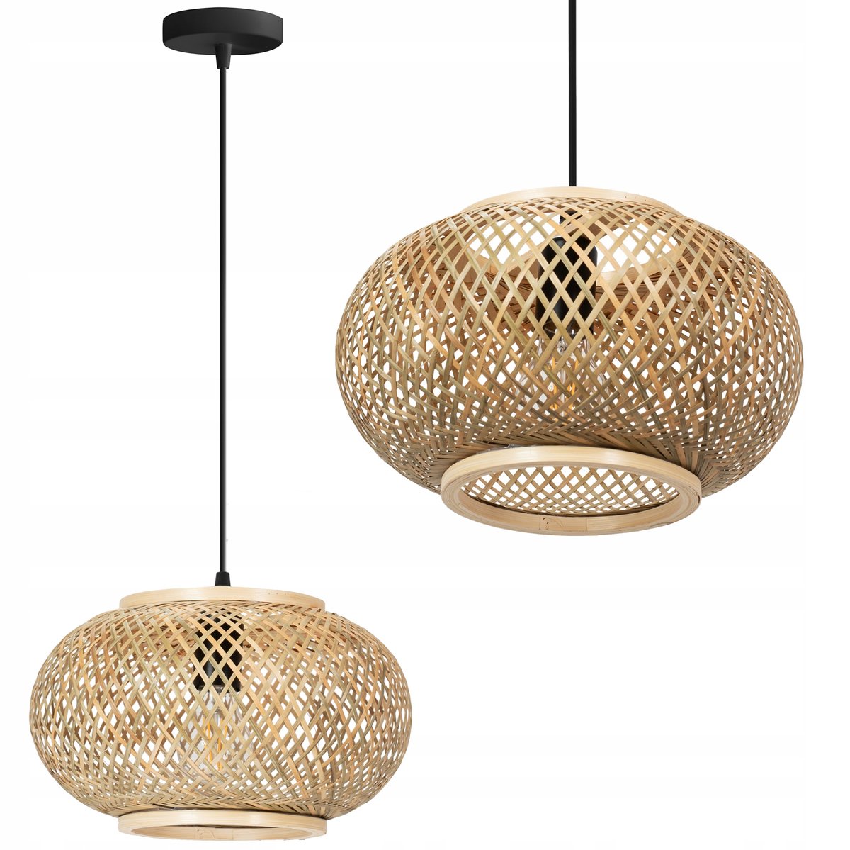 LAMPA SUFITOWA WISZĄCA NATRUAL BOHO RATTAN DREWNO - Toolight | Sklep ...