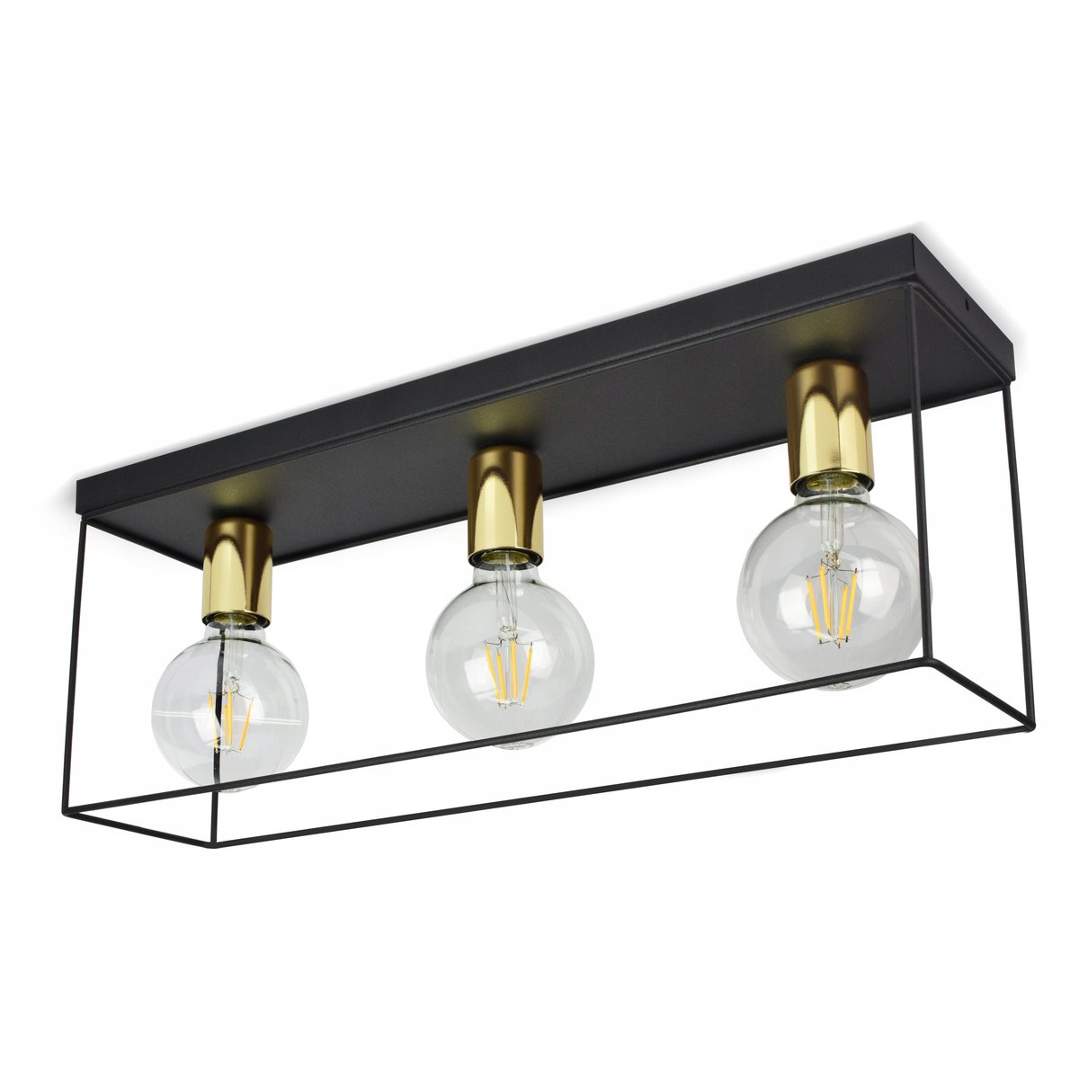 Lampa Sufitowa Wisząca Plafon Klatka Loft 571-SK3 LED Black & Gold ...