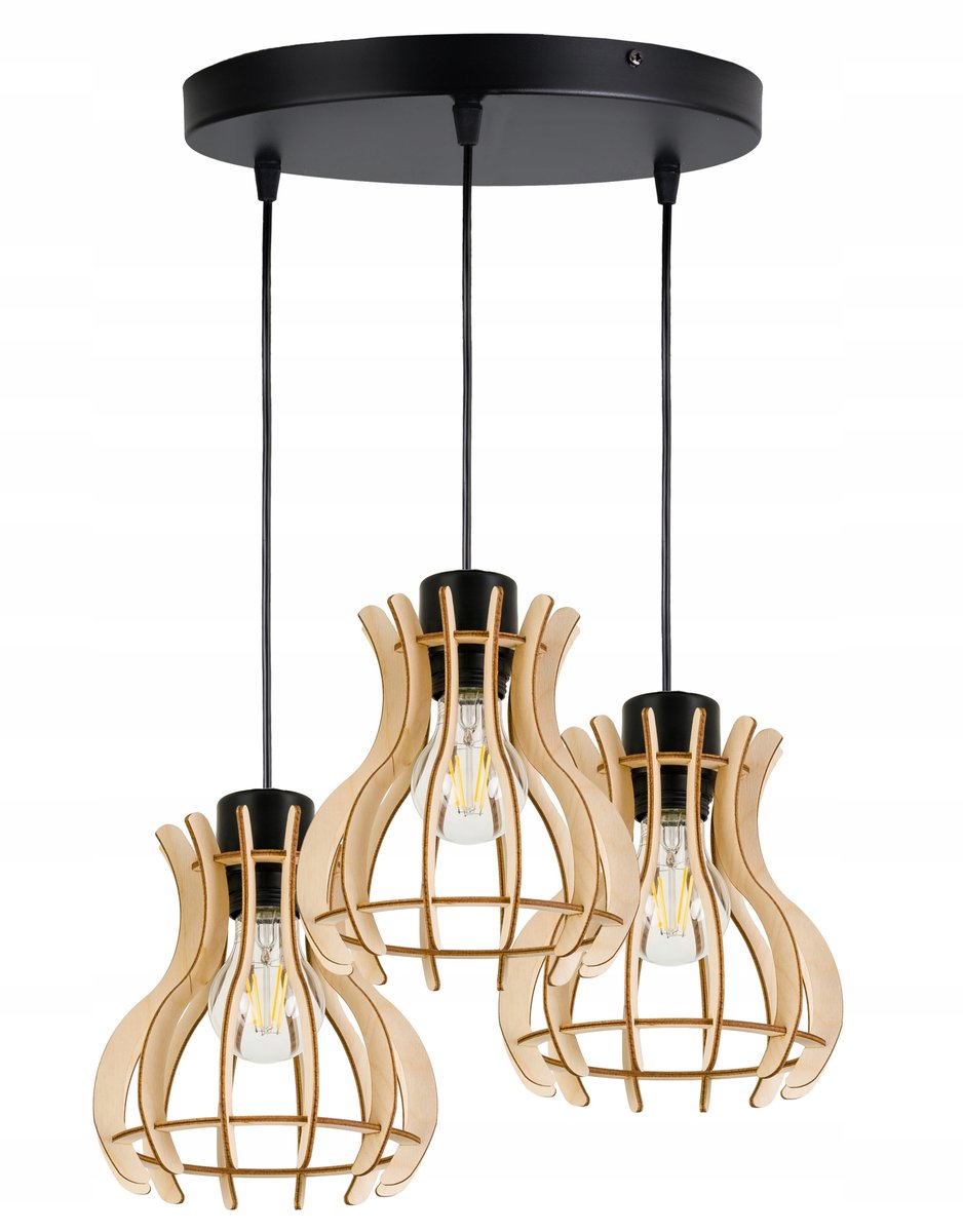 LAMPA sufitowa wisząca zwis Loft Drewno 3x E27 - LED-ONE | Sklep EMPIK.COM