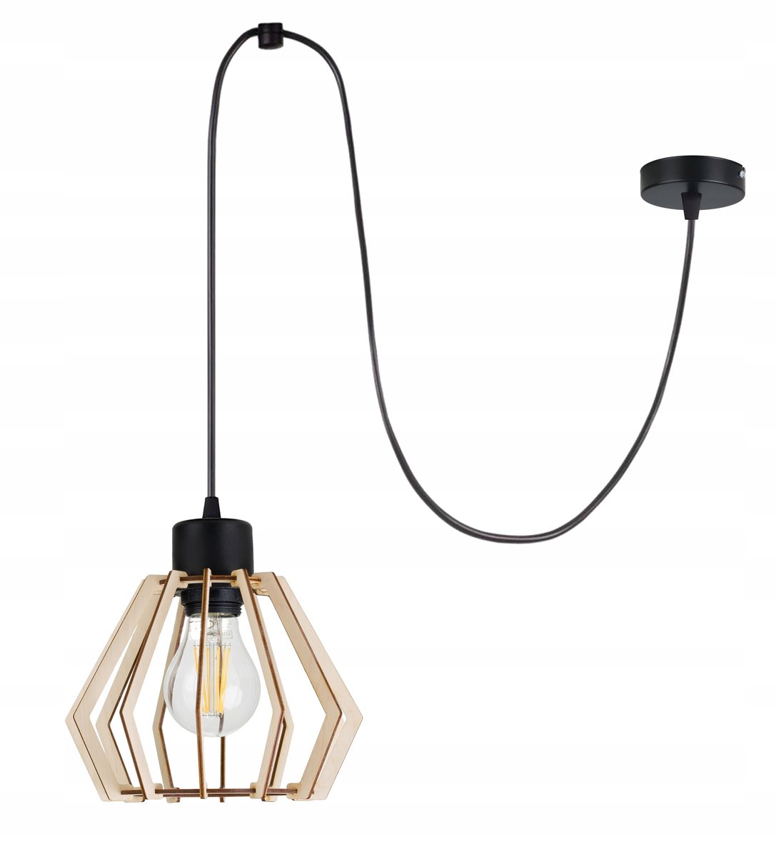 LAMPA sufitowa wisząca ZWIS Loft E27 PAJĄK Drewno - LED-ONE | Sklep EMPIK.COM