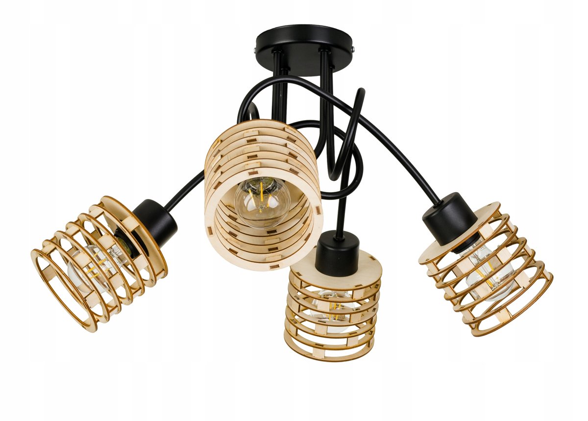 Lampa SUFITOWA żyrandol WISZĄCA LOFT drewno na E27 - LED-ONE | Sklep EMPIK.COM