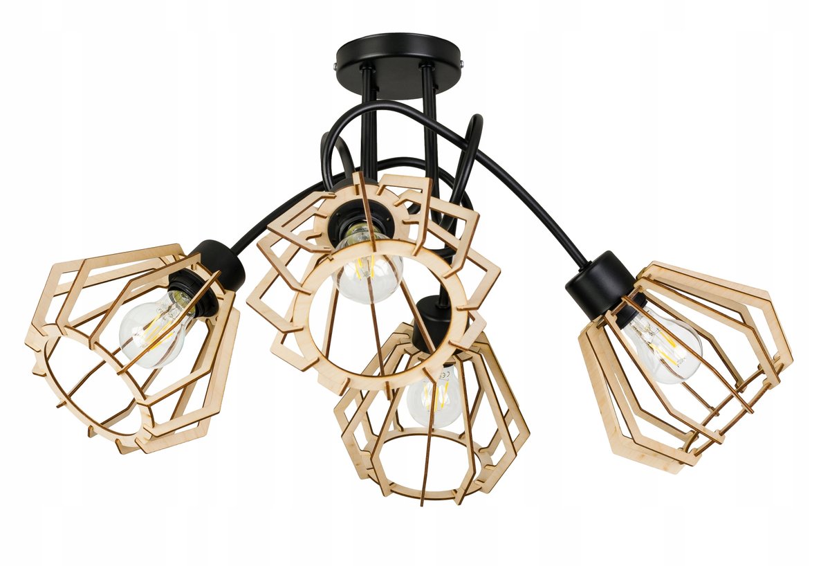 Lampa SUFITOWA żyrandol WISZĄCA LOFT plafon Drewno - LED-ONE | Sklep EMPIK.COM