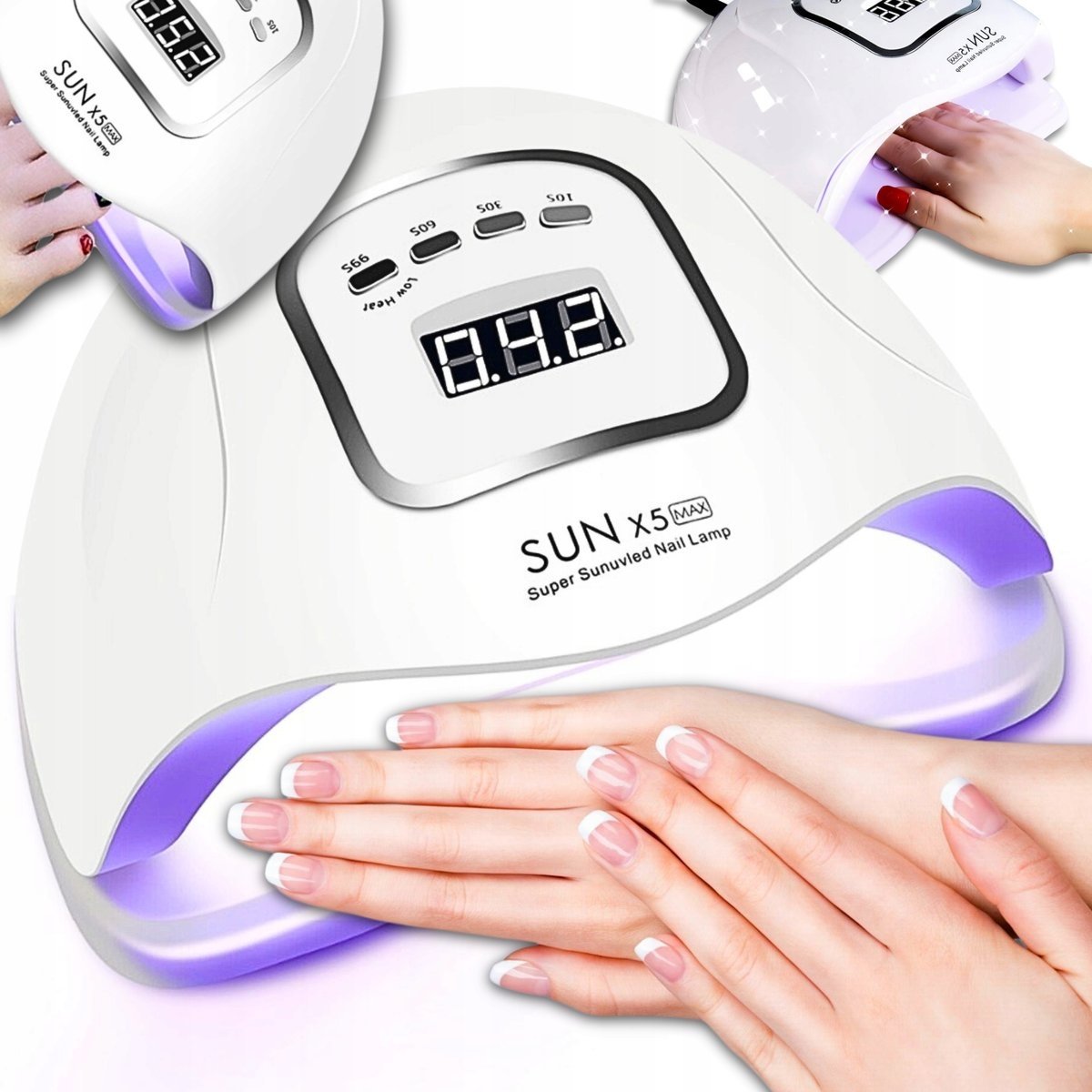 LAMPA UV DO PAZNOKCI LED 80W DO HYBRYD ŻELI MOCNA SUN X5 MAX BIAŁA LCD ...
