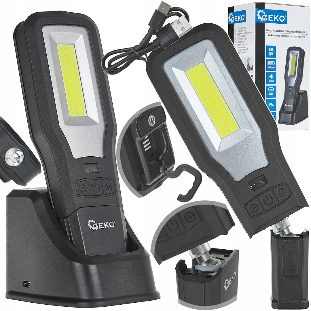 LAMPA WARSZTATOWA POWERBANK Z MAGNESEM I REGULACJĄ LED COB 10W + 5W ...