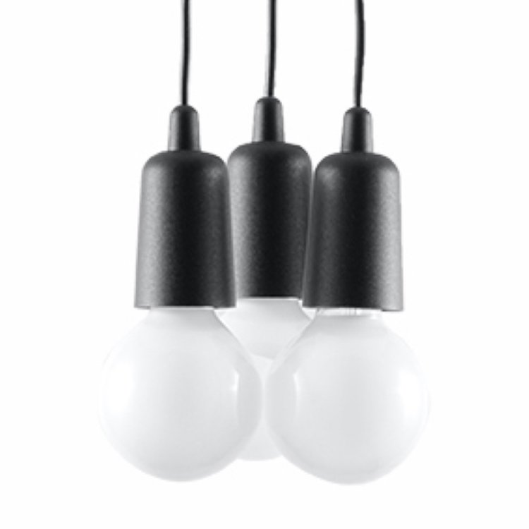 Lampa wisząca DIEGO 3 czarna nowoczesny niereguralny regulacja zawiesia ...