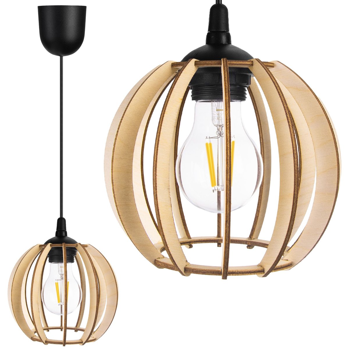 Lampa Wisząca Zwis Żyrandol Sufitowa Loft Drewno - INECT | Sklep EMPIK.COM