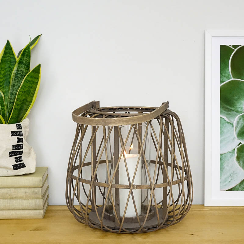 Lampion brązowy drewniany boho PAROL - RustykalneUchwyty | Sklep EMPIK.COM