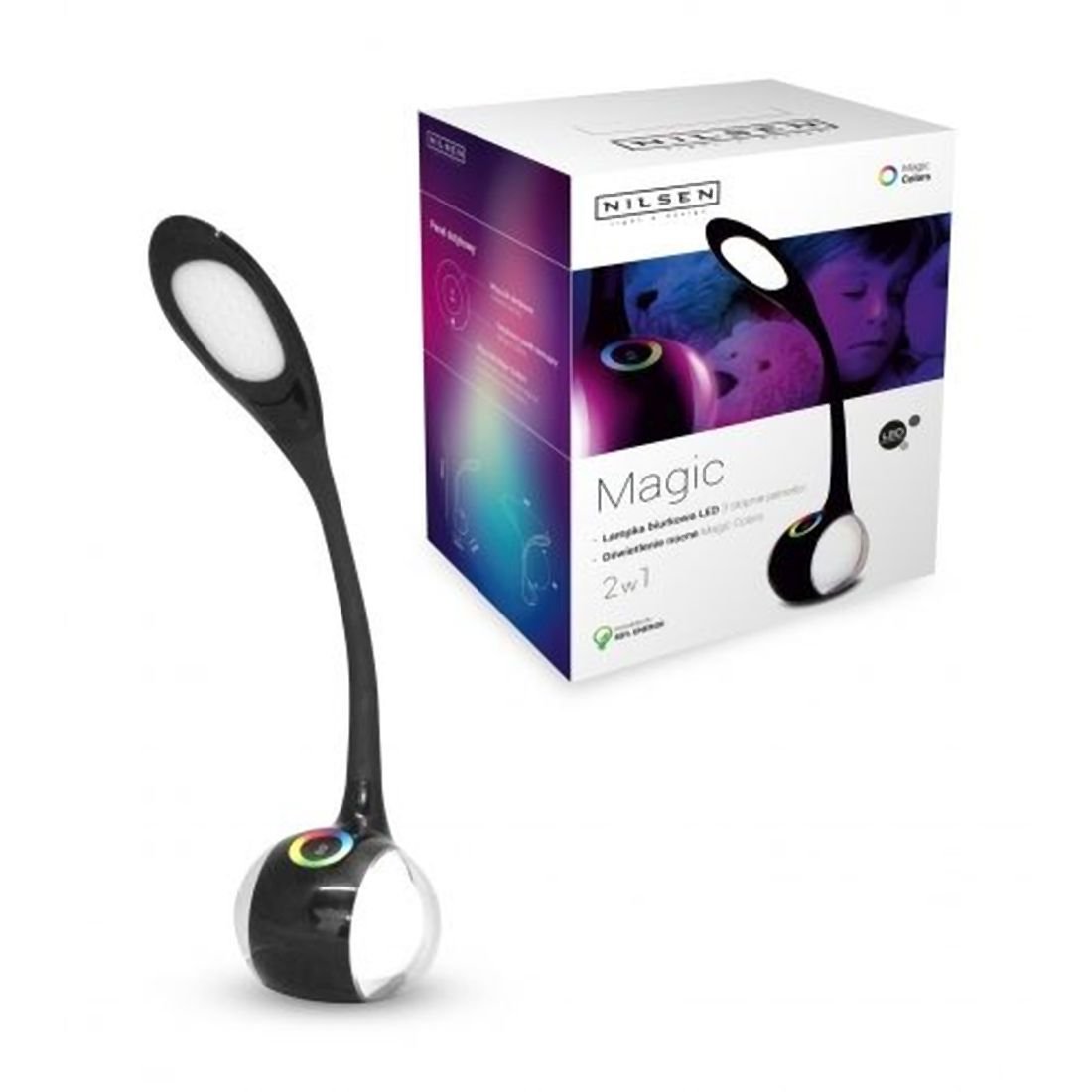 Lampka biurkowa LED MAGIC I NILSEN US004, 7 W, czarna - INQ | Sklep EMPIK.COM