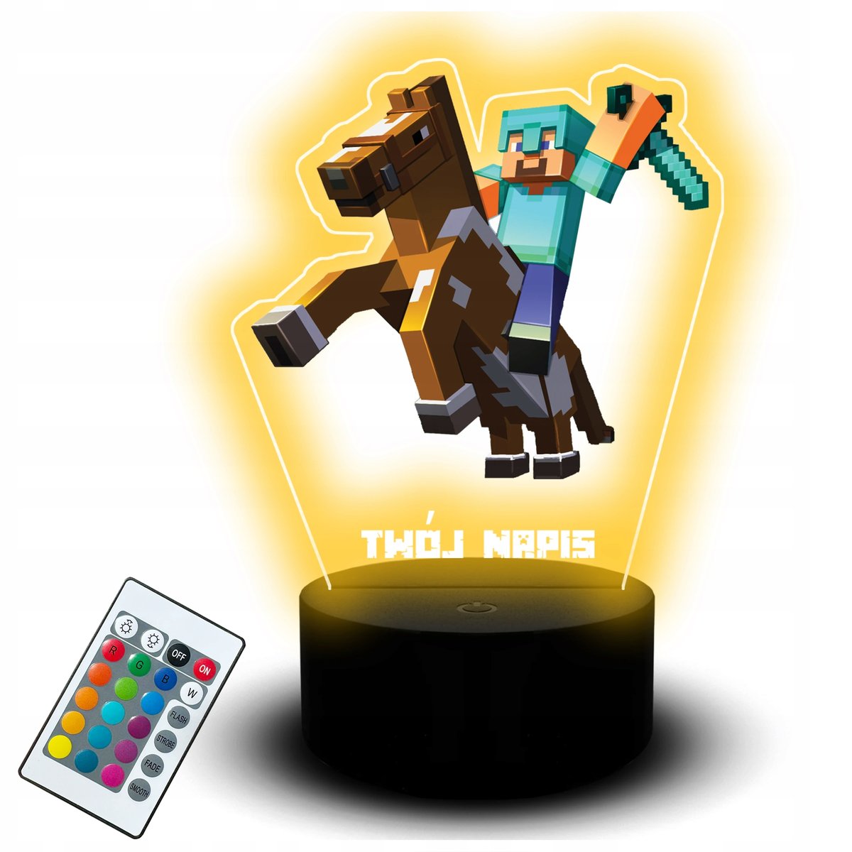 Lampka Biurkowa Led Zestaw Minecraft Prezent Steve Miecz dla Dzieci Gra ...