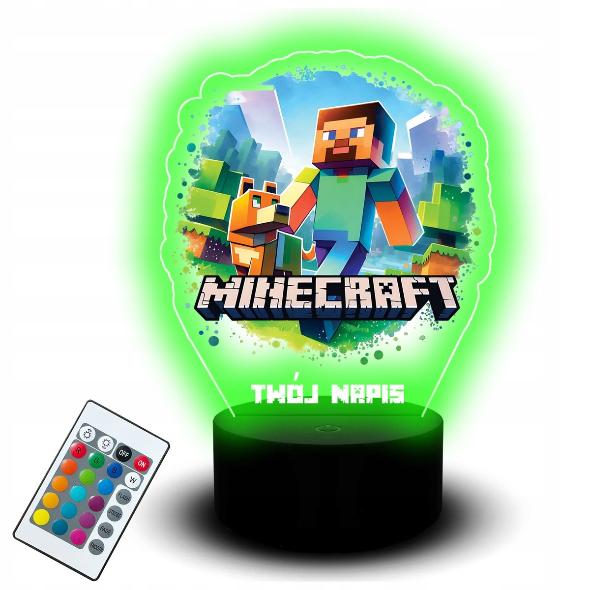 Lampka Biurkowa Nocna Led Zestaw Minecraft Świat Steve Figurka Prezent ...