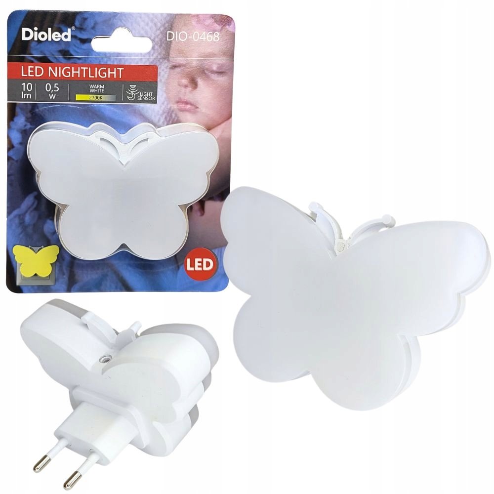 Lampka do kontaktu motyl CZUJNIK ZMIERZCHU ciepłe światło nocna dla dzieci - DIOLED | Sklep ...