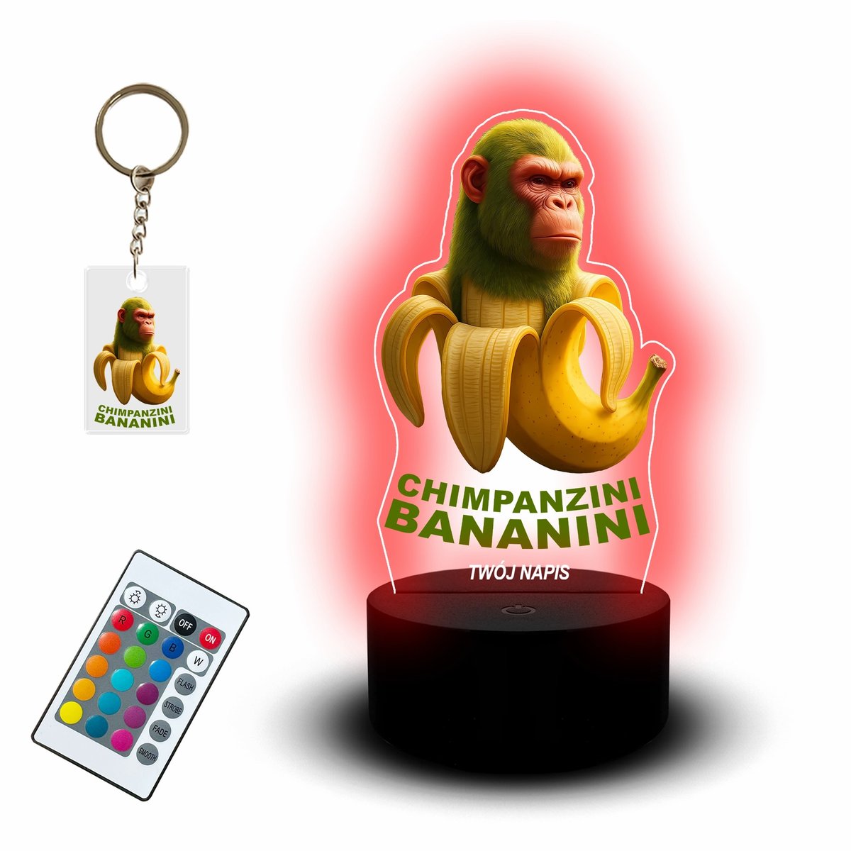 Lampka Figurka Led Usb + Brelok Chimpanzini Bananini Italian Brainrot ...