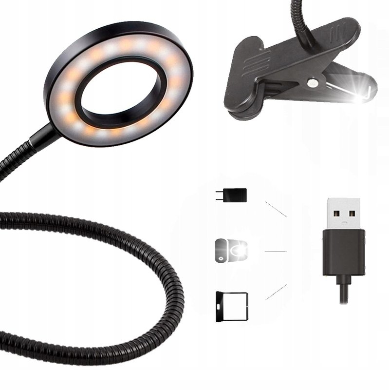 Lampka LED biurkowa z klipsem do czytania regulowana nocna 3 usb 360° - inna (Inny) | Sklep ...