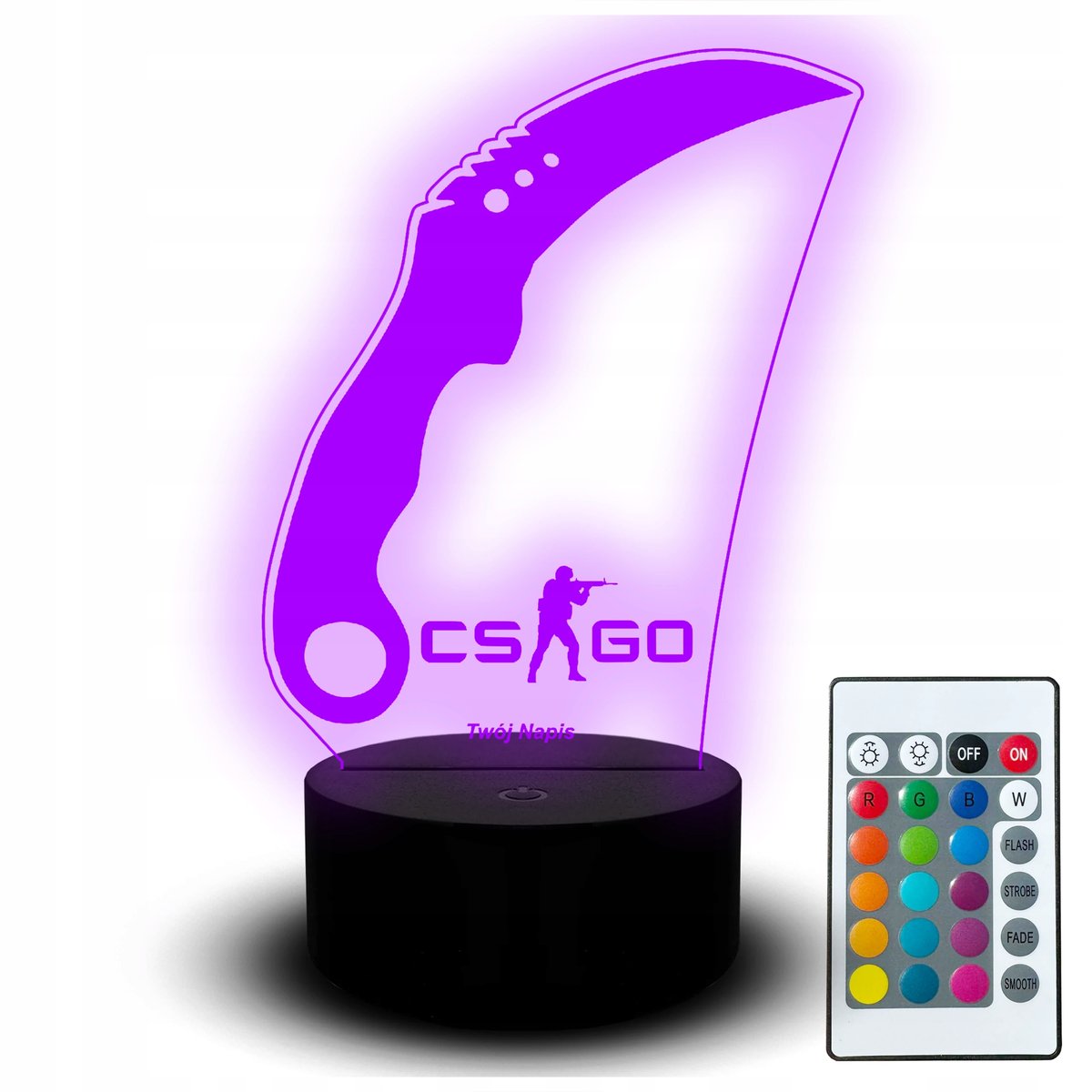 Lampka Led Gamingowa Nóż Talon Counter Strike CS GO Zestaw Pilot Imię ...