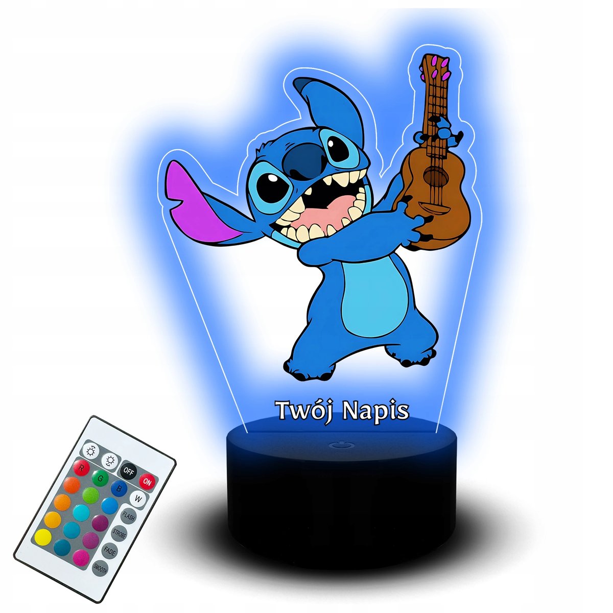 Lampka Led Stitch z Gitarą na Prezent dla Fana Zestaw Pilot Usb ...