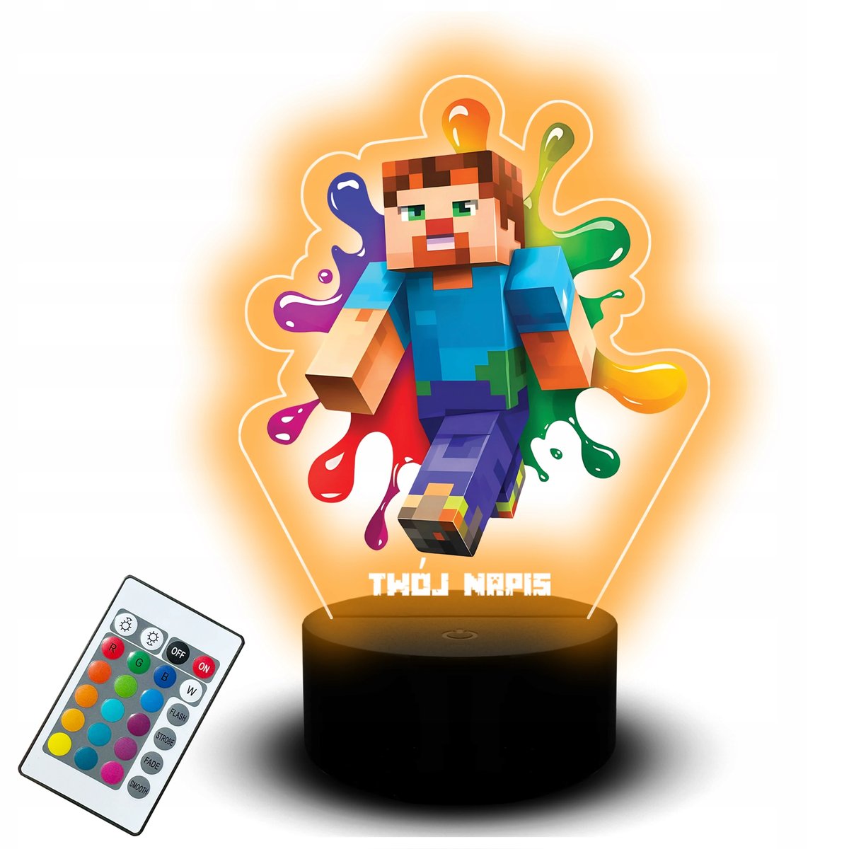 Lampka Led Zestaw Minecraft Steve Figurka Statuetka na Prezent dla ...