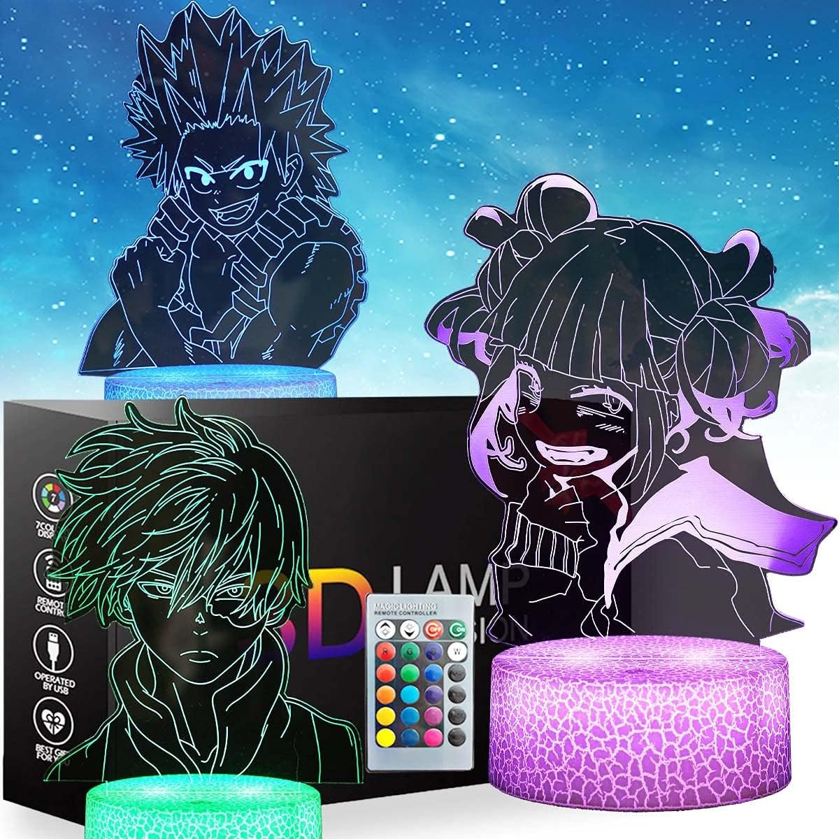 LAMPKA NOCNA 3D ILLUSION DLA DZIECI 3 WZORY 16 KOLORÓW WZÓR ANIME ...