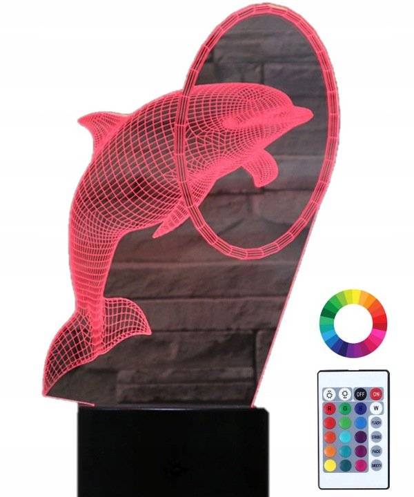 Lampka Nocna 3D Led Delfin Grawer Imię Prezent - Plexido | Sklep EMPIK.COM