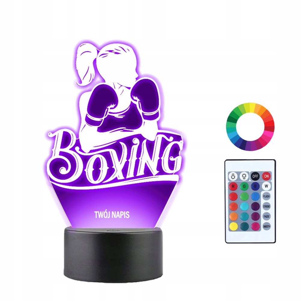 Lampka Nocna 3D LED Kobieta Boks Boxing - Plexido | Sklep EMPIK.COM