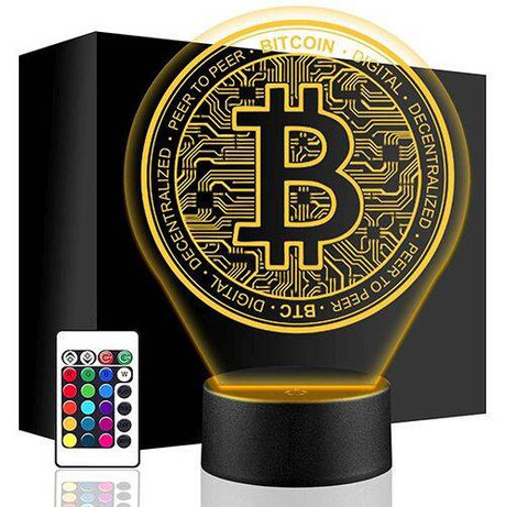 Lampka Nocna Bitcoin Kryptowaluty 3d Led + Pilot Prezent Urodziny ...