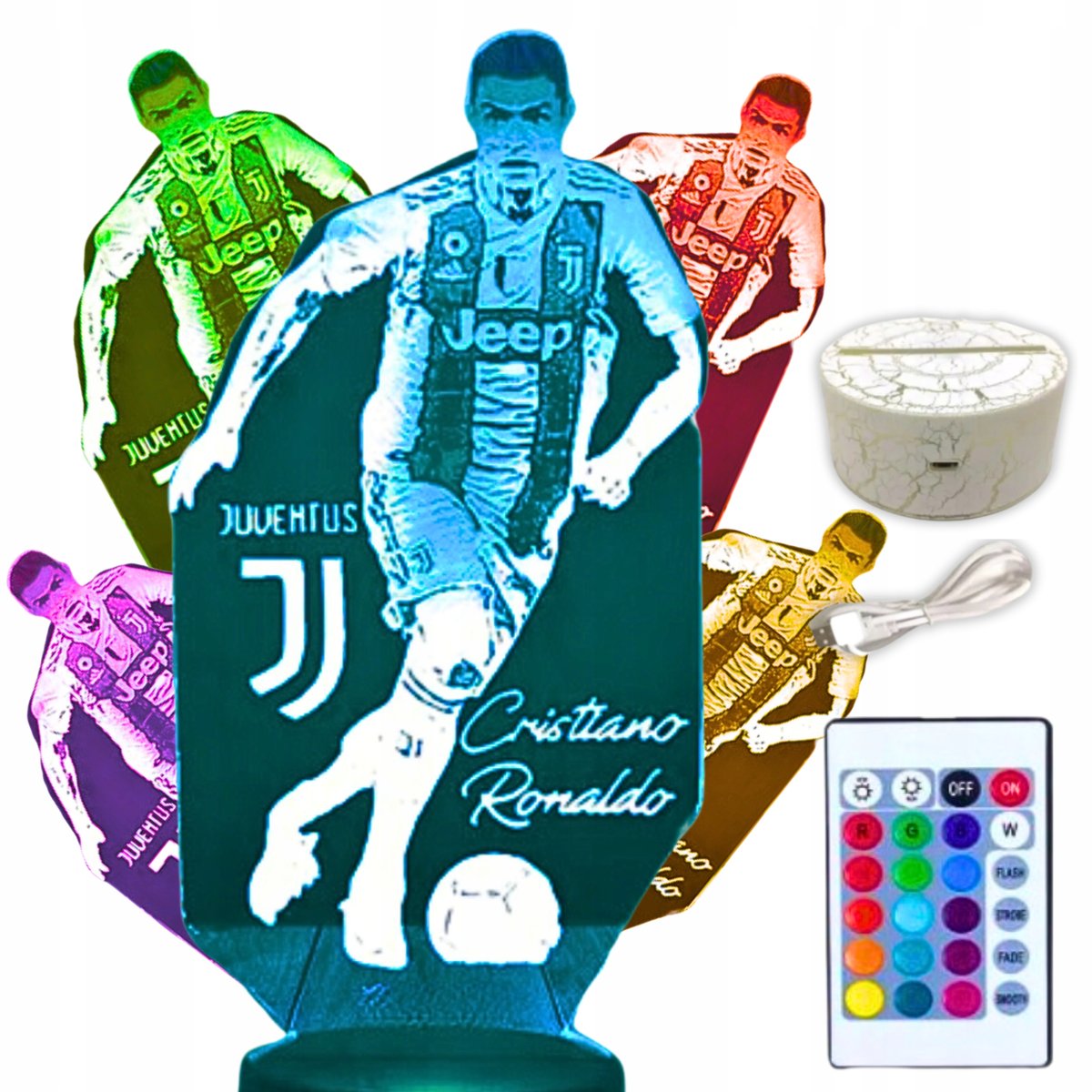 Lampka Nocna Biurkowa dla Dzieci Cristiano Ronaldo CR7 Juventus LED ...