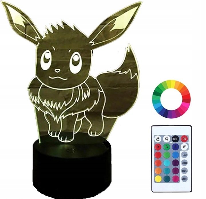Lampka Nocna Biurkowa Dla Dzieci Eevee Pokemon Go Podświetlany 3D ...