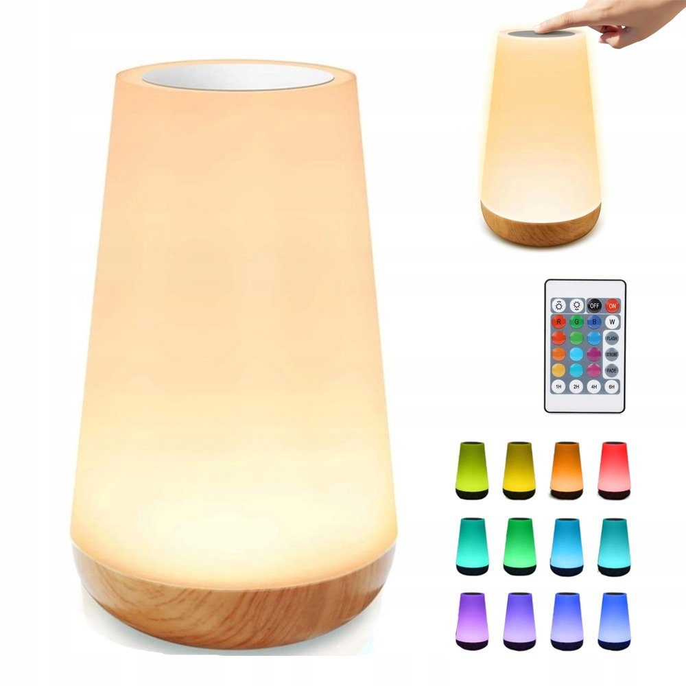 LAMPKA NOCNA DLA DZIECI KOLOROWA RGB LED 13 KOLORÓW Z FUNKCJA TIMERA ...