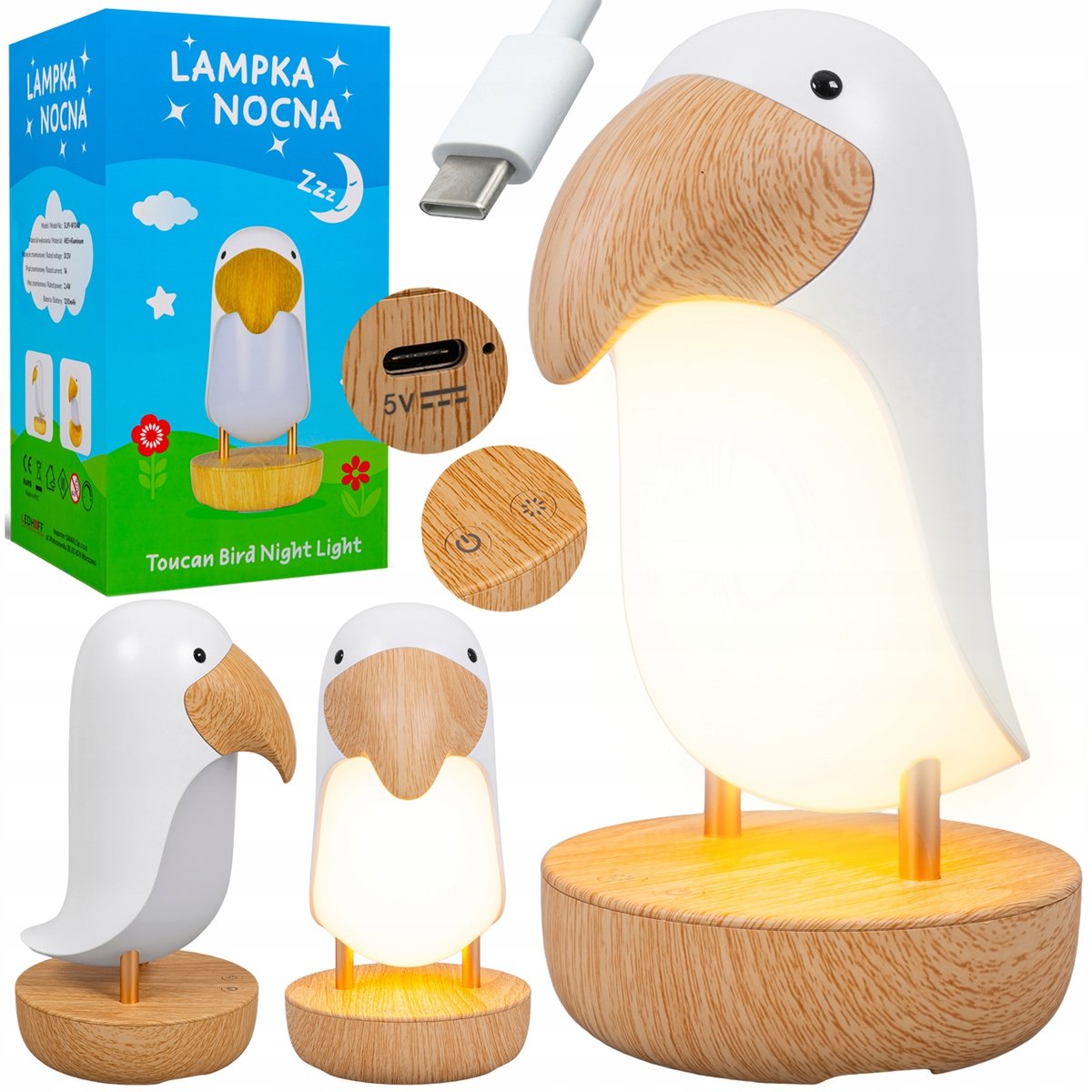 Lampka nocna dla dzieci niemowląt LED TUKAN ptak do czytania pokoju DZIECKA - Ledhoff | Sklep ...