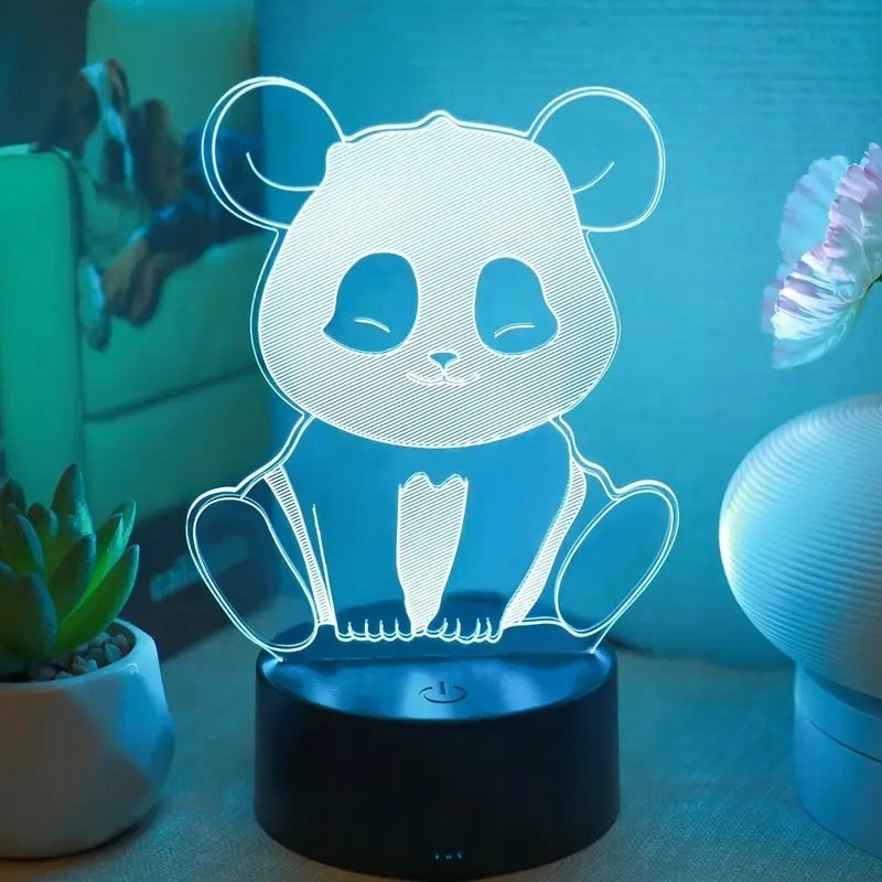 LAMPKA NOCNA DLA DZIECI PANDA 3D USB 7 KOLORÓW LAMPA STOŁOWA - Inna ...