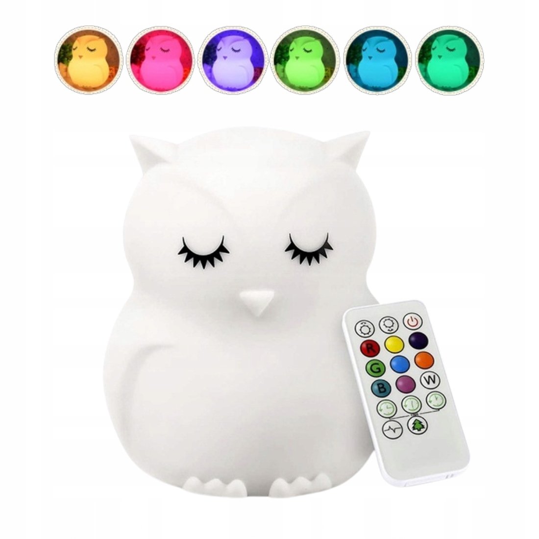LAMPKA NOCNA DLA DZIECI SOWA SILIKON KOLOROWA LED + PILOT - Inny producent | Sklep EMPIK.COM