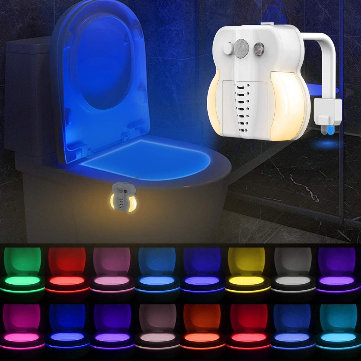 Lampka nocna do toalety z czujnikiem ruchu, LED Oilet Light, 16 kolorów ...