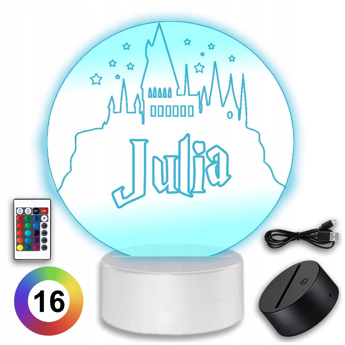 Lampka Nocna Led Dla dzieci Na pilot Biurkowa Hogwart Harry Potter Imię ...