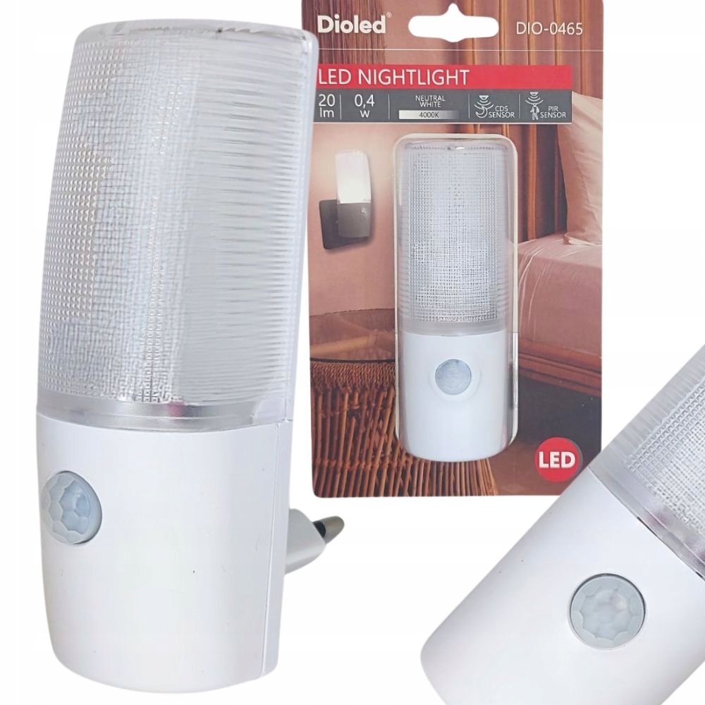 LAMPKA NOCNA LED DO KONTAKTU Z CZUJNIKIEM RUCHU CZUJNIKIEM ZMIERZCHU 4000K - DIOLED | Sklep ...