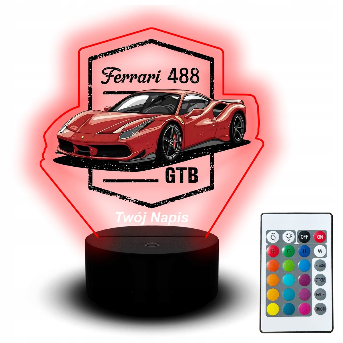 Lampka Nocna Led Ferrari 488 GTB Thrustmaster GT3 Auto Autko Zestaw ...