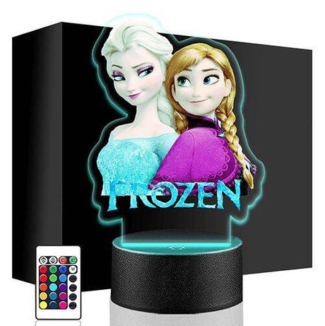 LAMPKA NOCNA LED FROZEN ANNA I ELSA 3D + PILOT prezent URODZINY ...