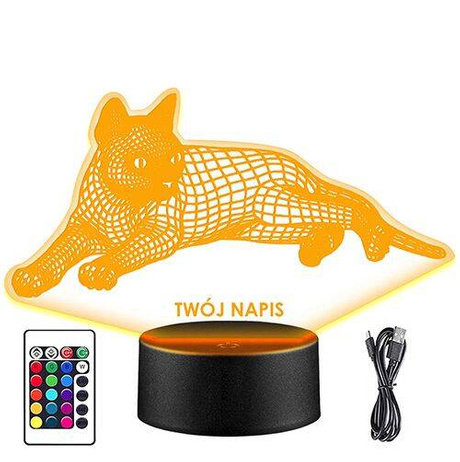 LAMPKA NOCNA LED KOT KOTEK ZWIERZĄTKO 3D + PILOT prezent URODZINY ...
