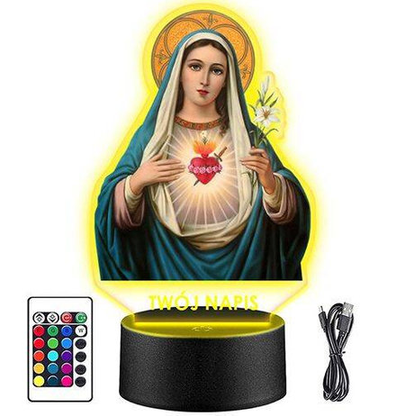 LAMPKA NOCNA LED MATKA BOSKA BOŻA MARYJA PILOT prezent URODZINY ...